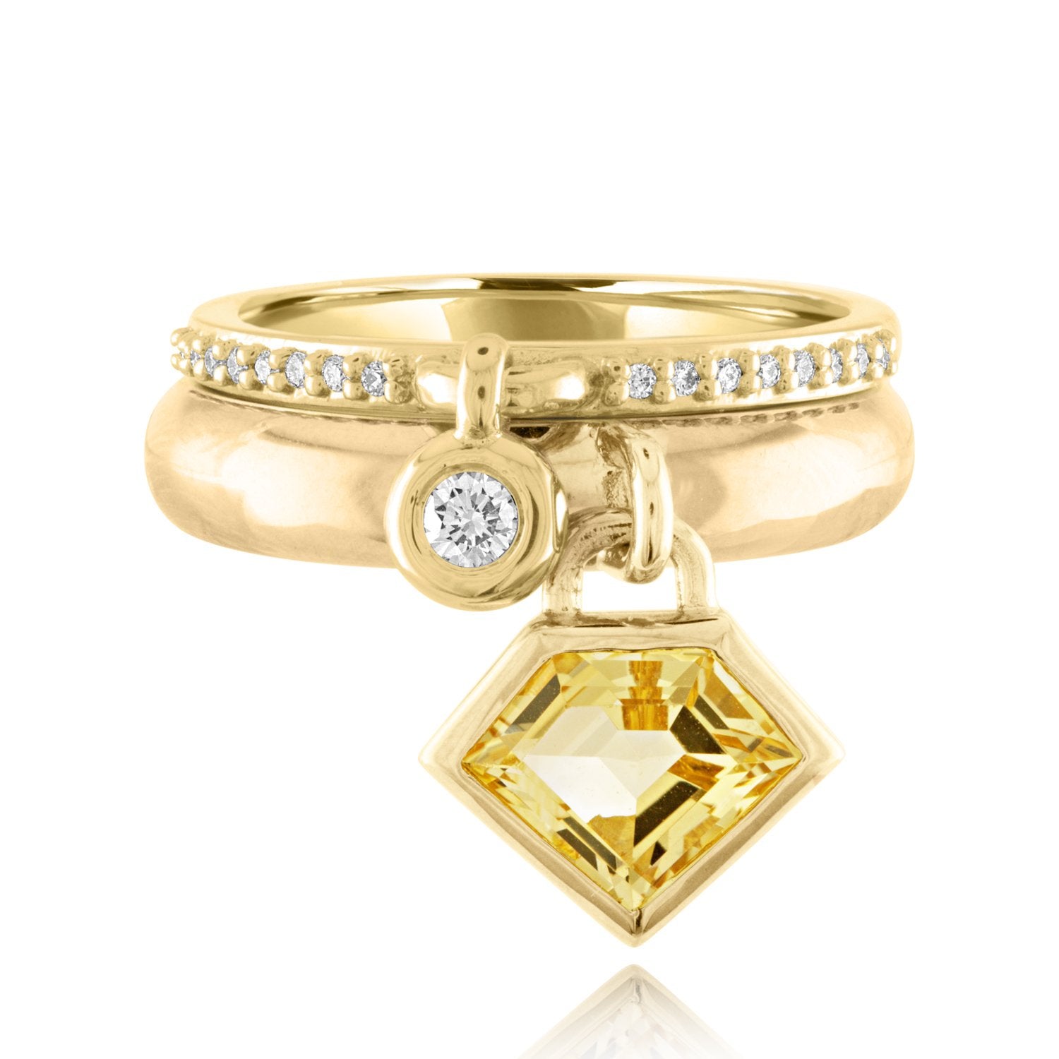 18K Yellow Gold Bezel-Set Diamond Charm Ring - Julie Lamb