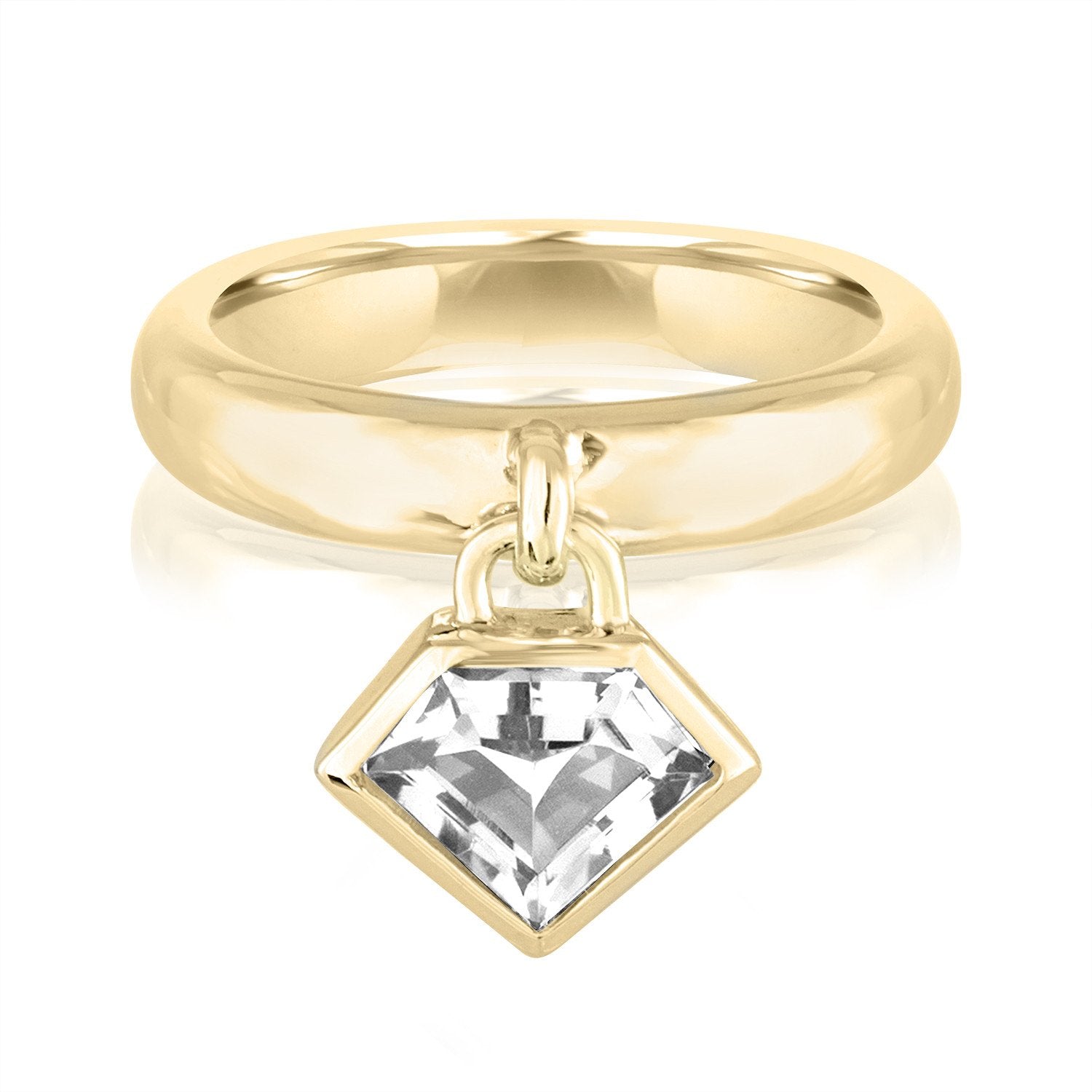 18K Yellow Gold and Custom-Cut Gemstone Charm Ring - Julie Lamb