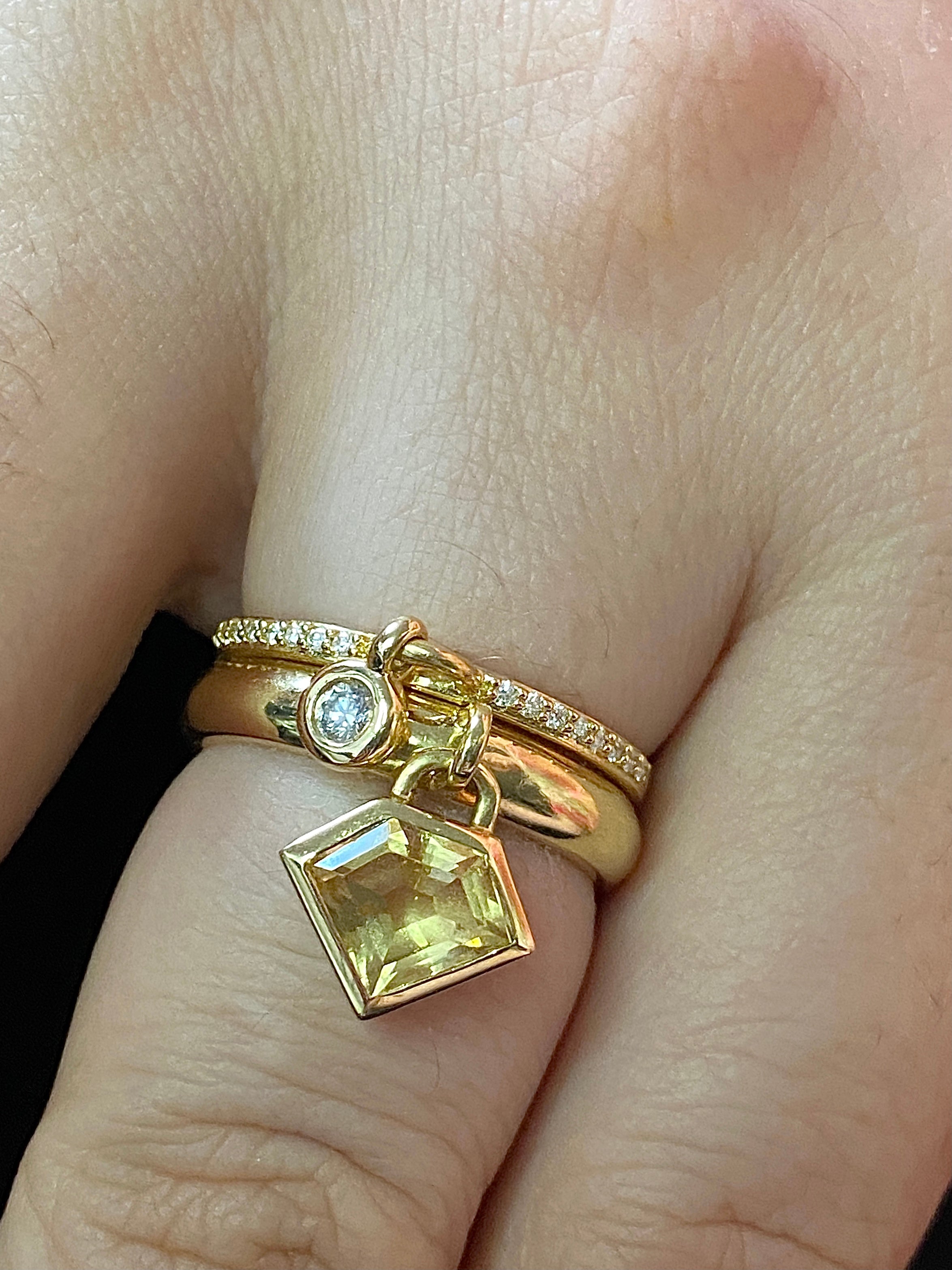18K Yellow Gold Bezel-Set Diamond Charm Ring - Julie Lamb