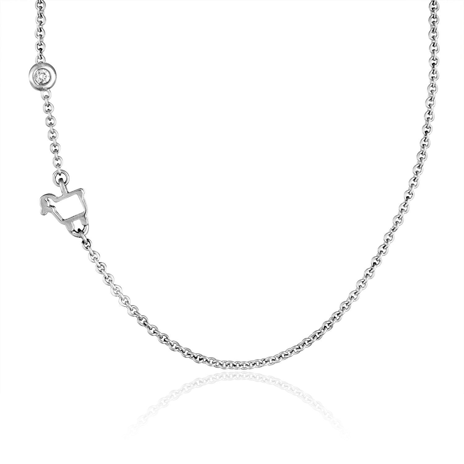 14K White or Rose Gold Mini Logo Necklace Lamb Jewelry - Julie Lamb